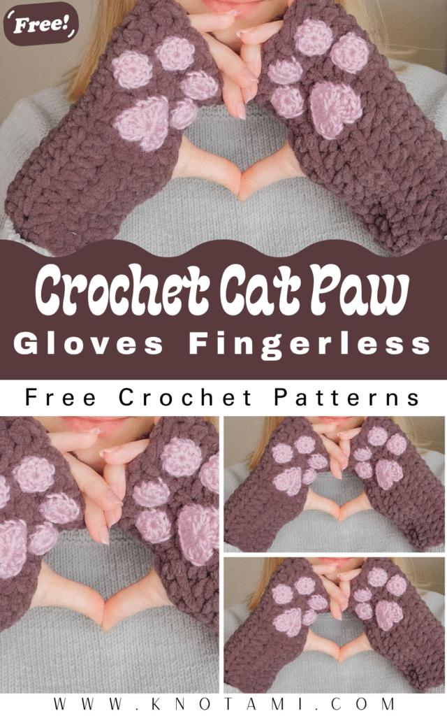 Crochet Cat Paw Gloves Fingerless Mittens Pattern