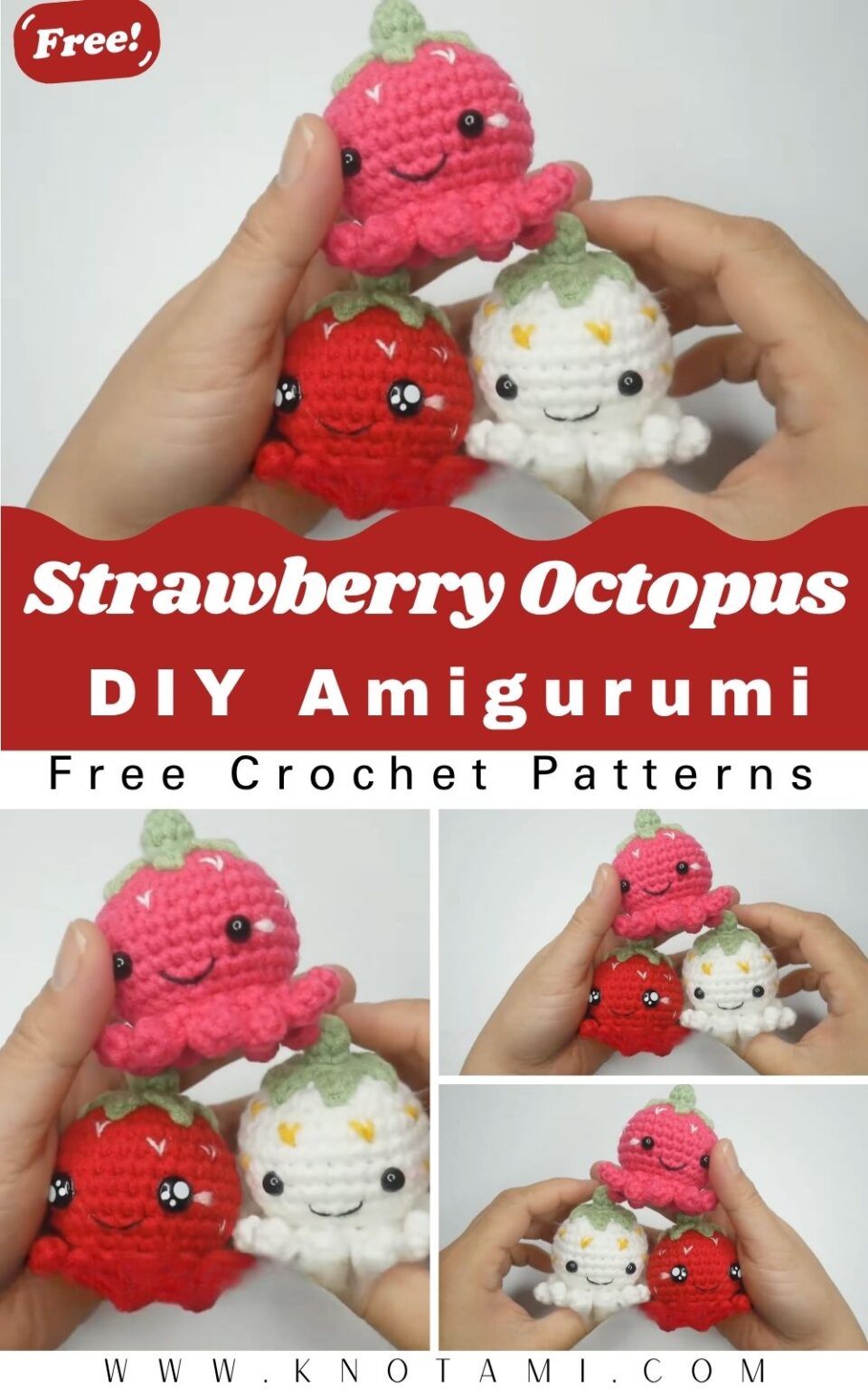 Crochet Strawberry Octopus Amigurumi